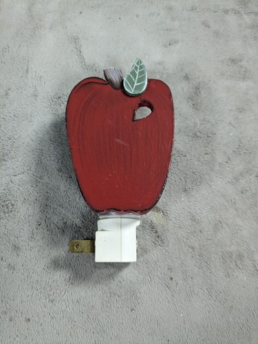 Cute Wooden Apple Night Light Home Decor 5" Tall | eBay