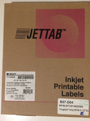 Brady JET3814625SH Tough Jet Labels 3.5” x 5” 25/pack JETTAB Y1749948 ...