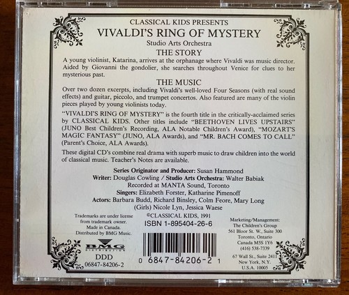 VIVALDI’S Ring Of Mystery Studio Arts Orchestra CD | eBay