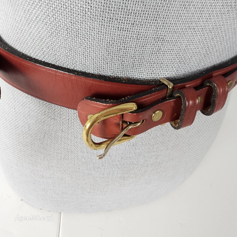 TORY Leather Ranger Belt 30/31 English Bridle Equestrian Red-Brown USA ...