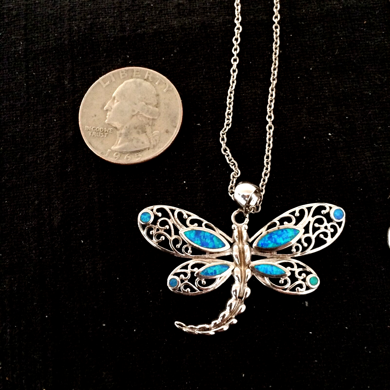 HIGH END *RARE* VINTAGE SILVER TONE TURQUOISE COLOR BUTTERFLY PENDANT ...