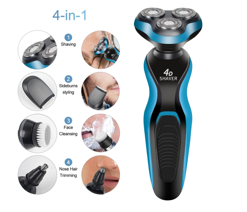 4-in-1 Electric Shaver Razor Waterproof Cordless Rechargeable Head ...