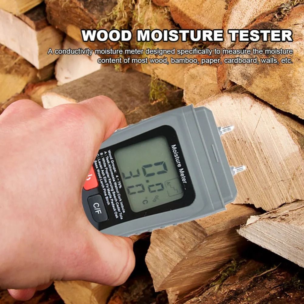 Digital Moisture Meter Damp Humidity Timber Wood Tester LCD Analyzer ...