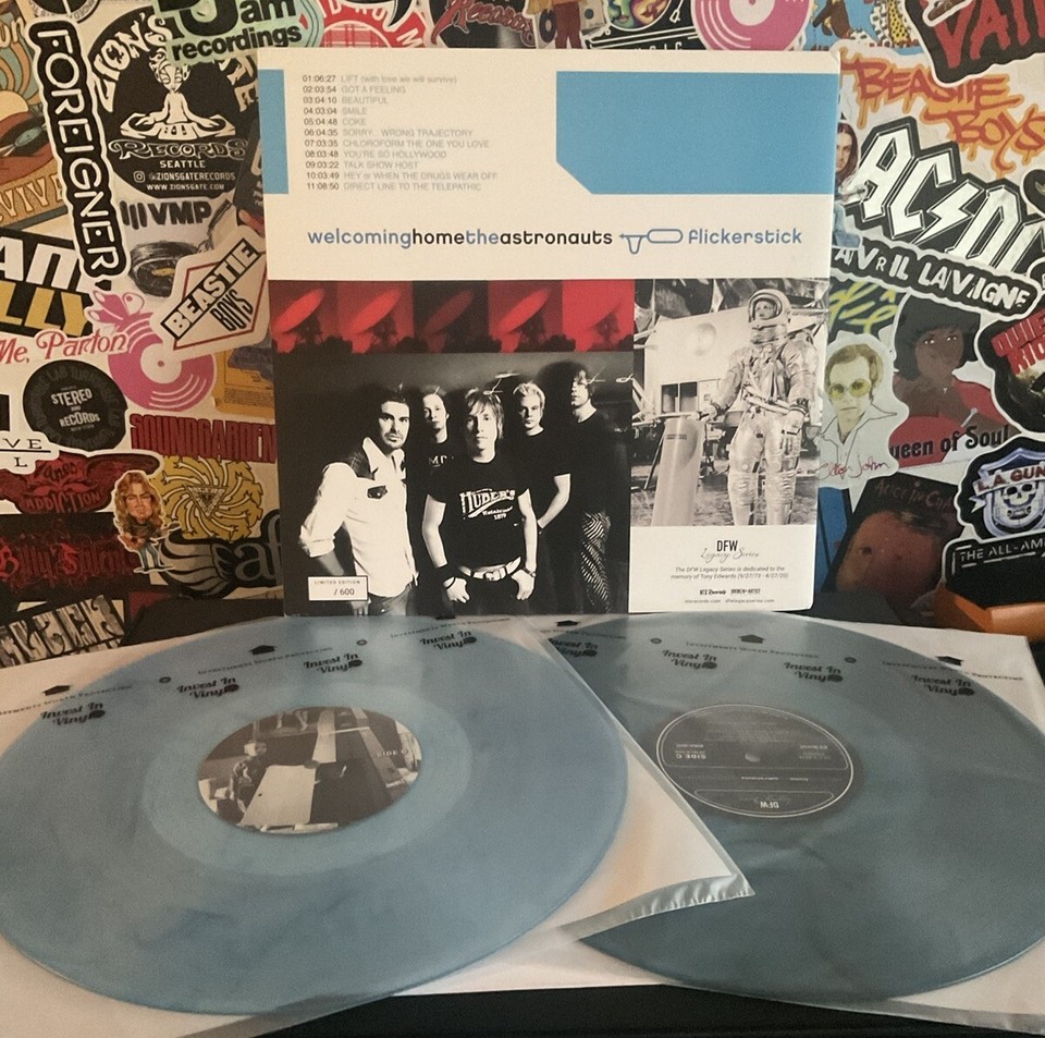 FLICKERSTICK Welcoming Home The Astronauts 2LP VG++ BLUE VINYL ...