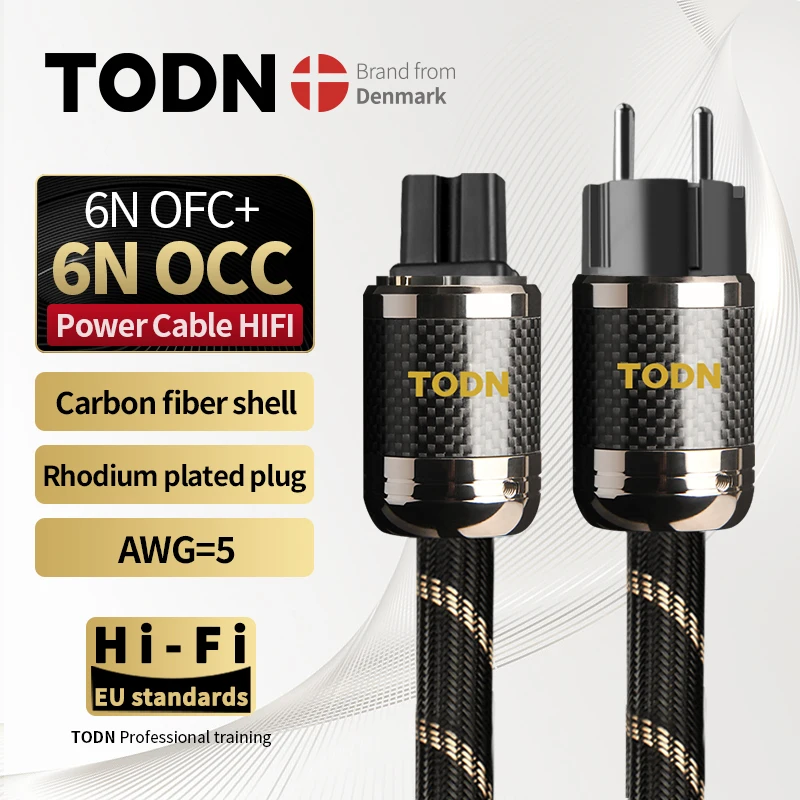 Power Cable Hifi OCC&OFC High-End Audio Cable EU/US Carbon Fiber Plug ...