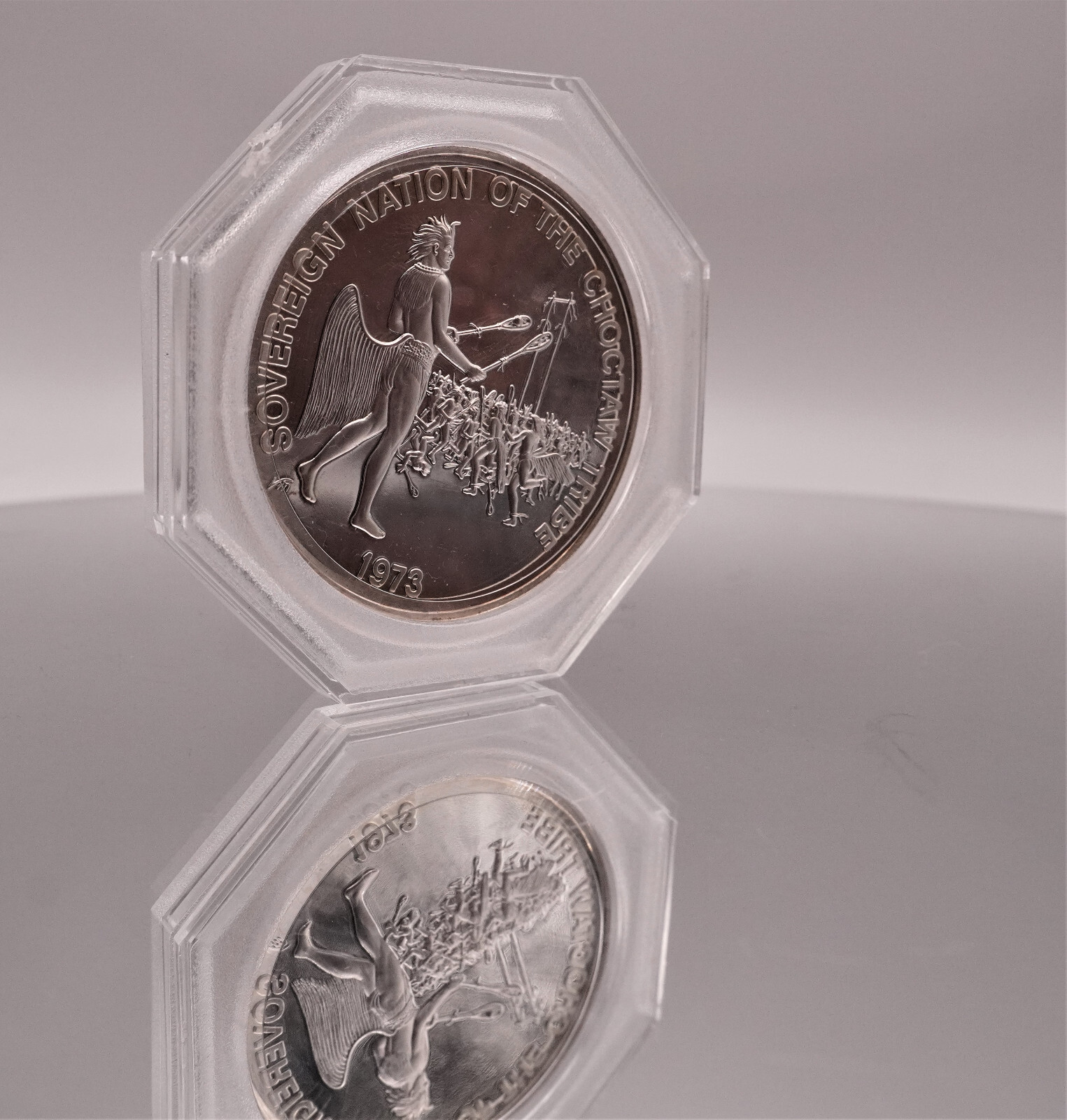 1973 Choctaw Tribe stickball Indian Native Americans 999 Silver round ...