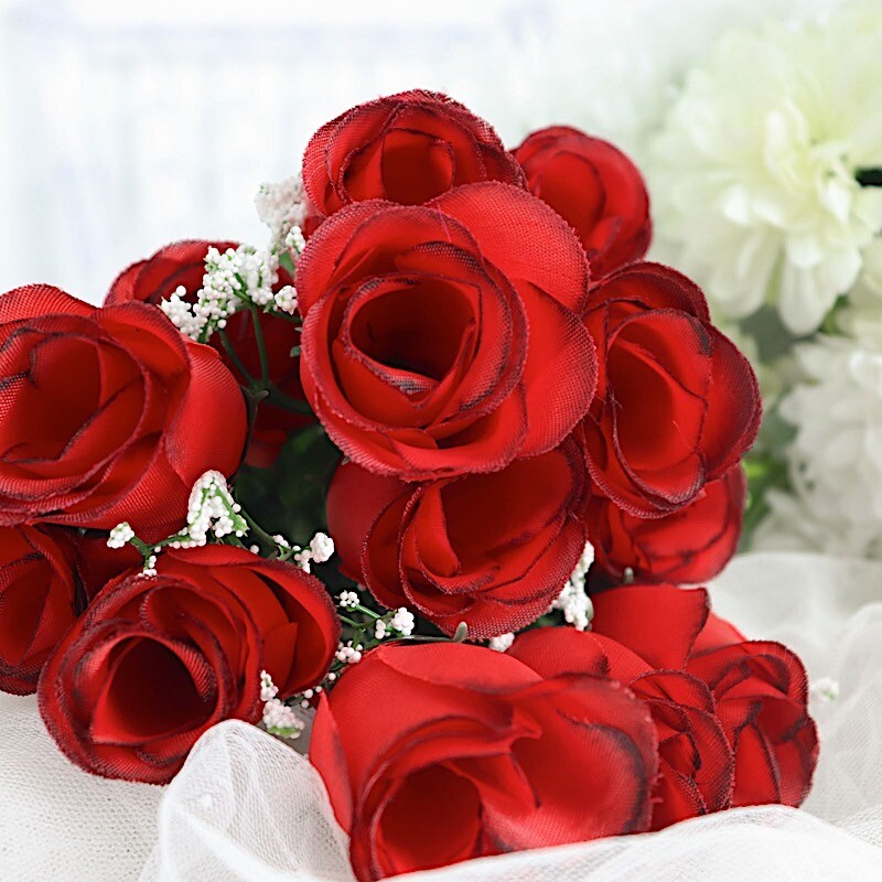 12 bushes - 84 Silk BUDS ROSES Wedding FLOWERS Bouquets Supply for ...