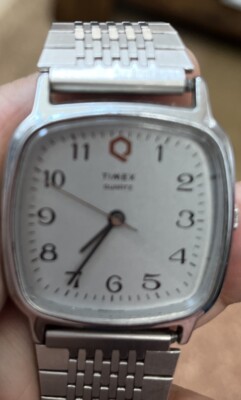 Vintage Timex M Cell Silver Tone Quartz Analog Men's Watch Sz.6 1/2 ...