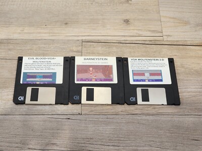 3 Rare Variety Wolfenstein Floppy Disc Games Evil Blood, Barneystein ...