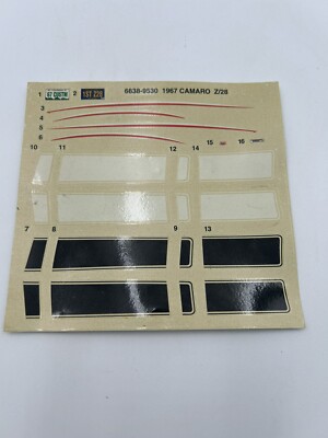 1967 Chevrolet Camaro Z28 AMT 1:25 Model Kit 6638 decal sheet | eBay