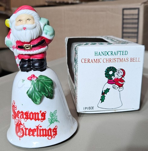 Vintage Santa Claus Ceramic Hand Bell Christmas Seasons Greetings | eBay