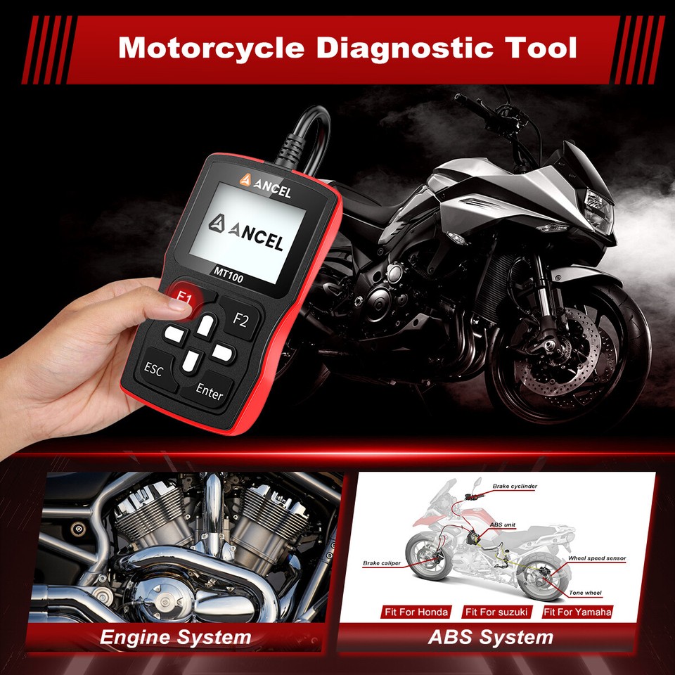 ANCEL Motorcycle OBD2 Scanner Diagnostic Scan Tool Code Reader Engine ...