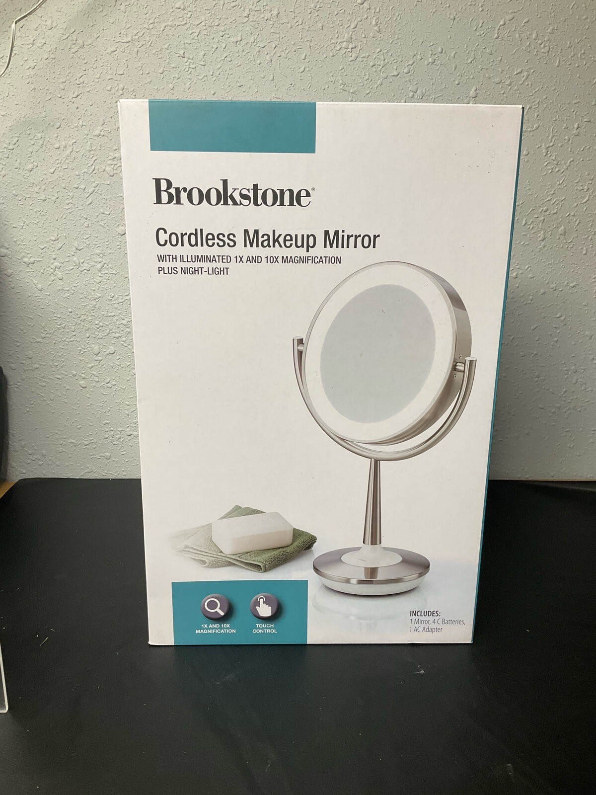 Brookstone 10X 1X Natural Light Tabletop Makeup Mirror | Saubhaya Makeup
