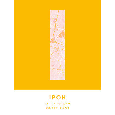 Ipoh Malaysia City Map Typography Unframed Wall Art Print 18x24 In | eBay