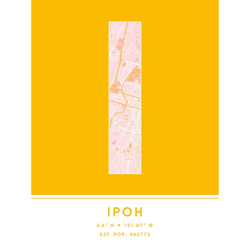 Ipoh Malaysia City Map Typography Unframed Wall Art Print 18x24 In | eBay