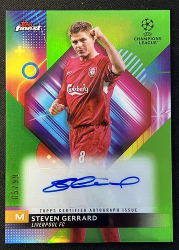 2023-24 Topps Finest UEFA UCC Steven Gerrard Green Auto /99 Jersey ...