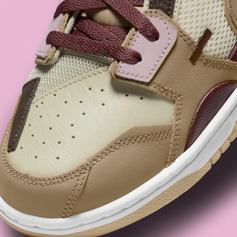 Nike Dunk Low Scrap Latte Maroon White Khaki DH7450-100 Men's Size 9.5 ...