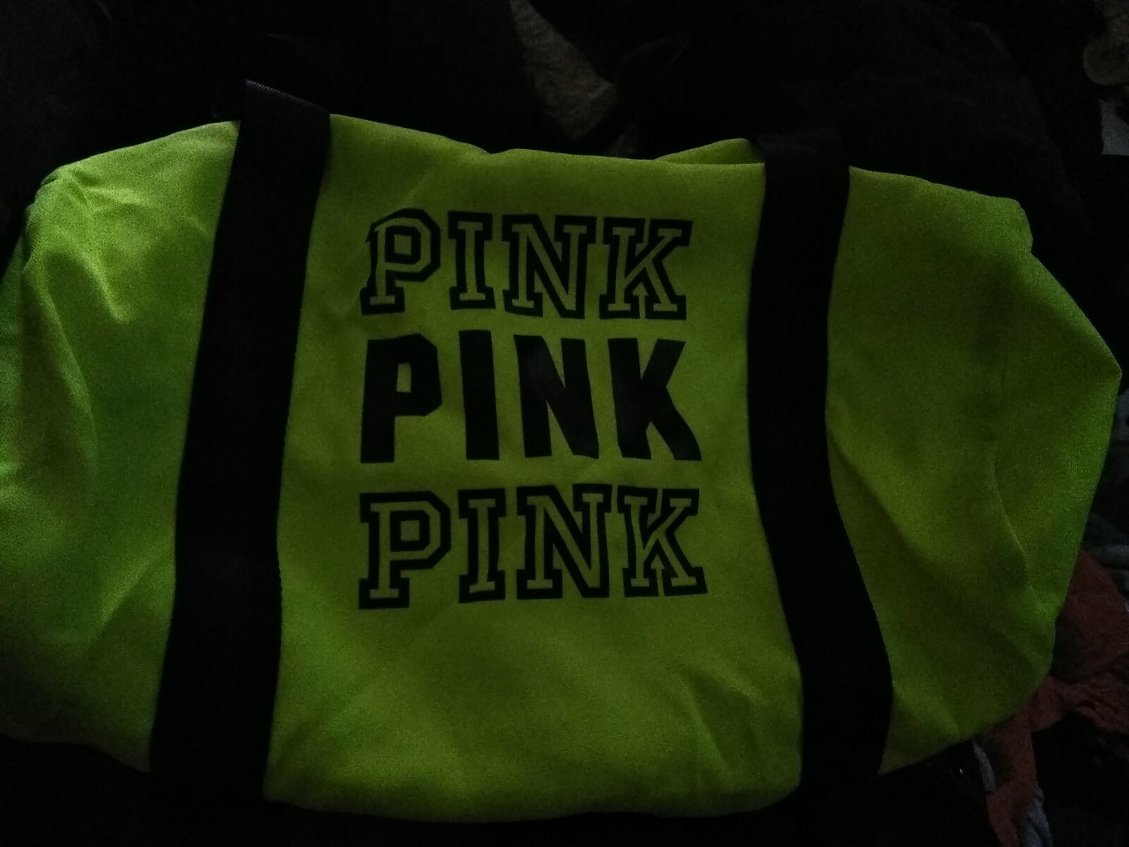 Victoria Secret Light Duffel Gym Bag Tote Neon Yellow… - Gem