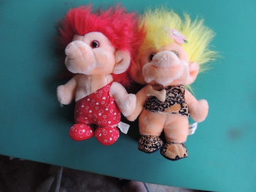 TWO (2) Vintage TROLIO Troll Doll Plush CAVE WOMEN & STRONG MAN SUSIE ...