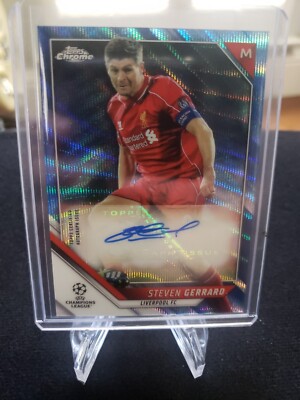 2021-22 Topps Chrome Champions League Steven Gerrard Blue Wave ...