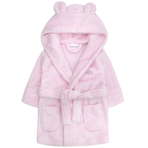 Baby Girls Robe Pink Hooded Dressing Gown Cute Soft Fleece Nightwear ...