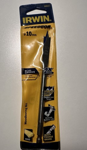 Irwin 88910 Spade Bit Speedbor Blue Groove 10mm New Unopened ...