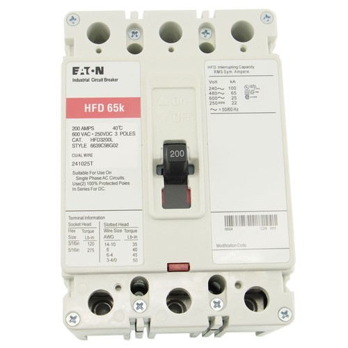New Circuit Breakers for EATON HFD3200L 3 Pole 200 Amp 600V HFD3200 | eBay