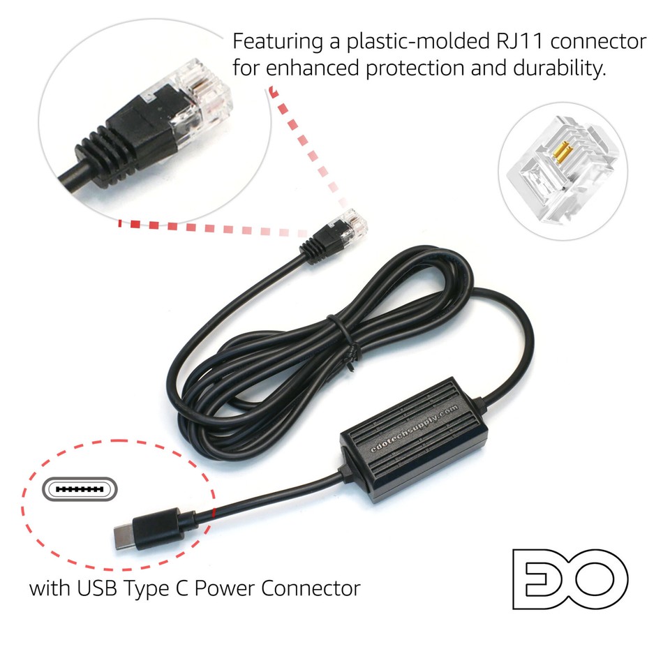 12V USB-C RJ11 Power Cord Cable for Beltronics Valentine One V1 Gen1 ...