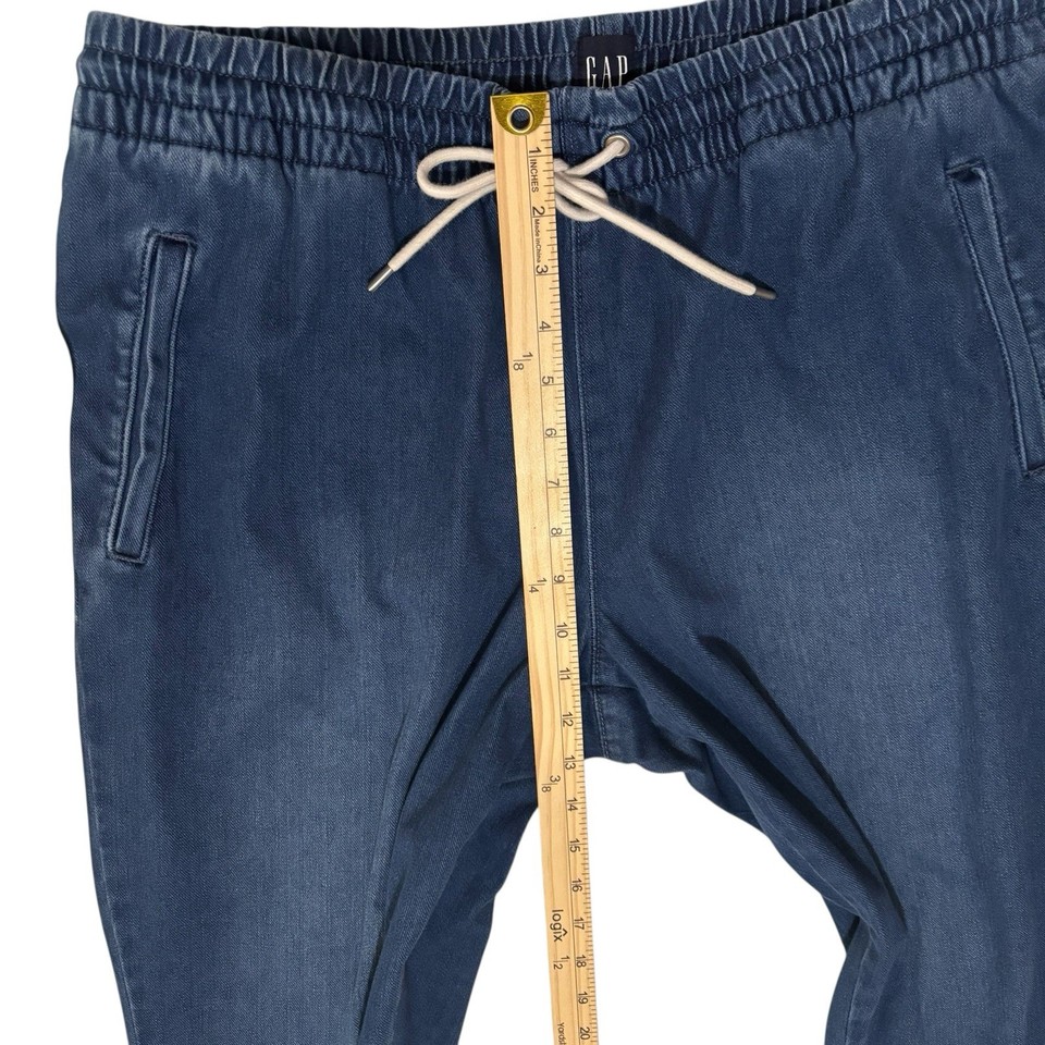 GAP Denim Joggers Large High Rise Medium Wash Elastic Drawstring Waist ...