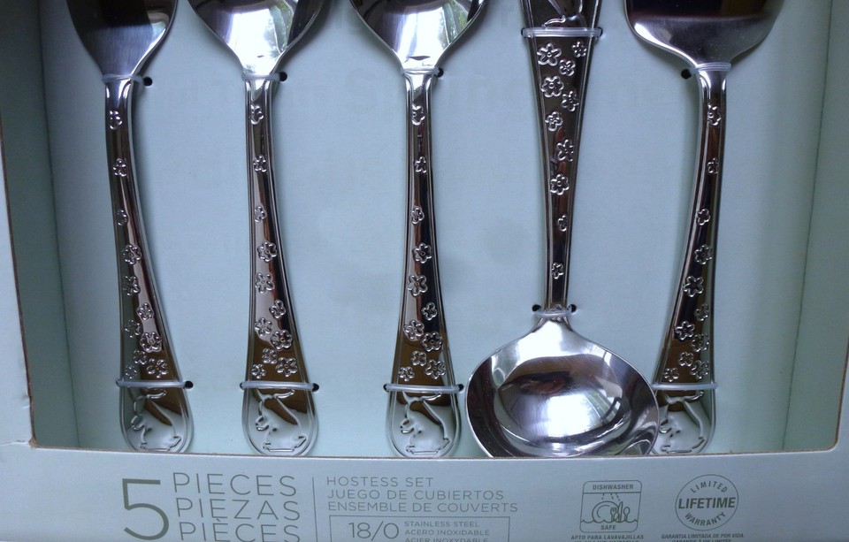 NIB Oneida Entertain 365 BUNNY HOP 5pc Hostess Set Stainless Serving ...