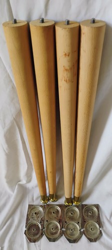 New Old Stock set of 4 Furniture Legs Wood MCM Table Screw Top 22 ...