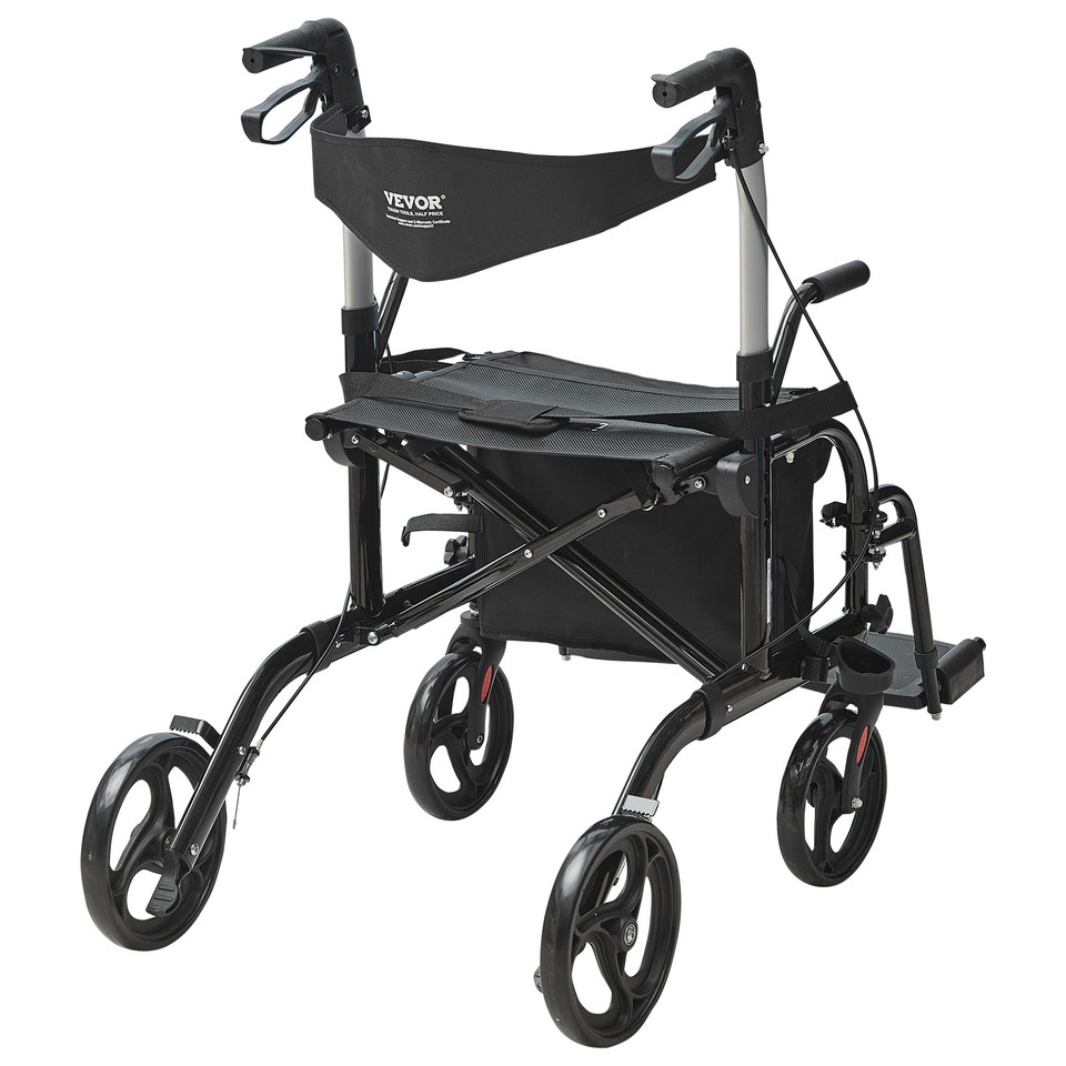 Uimoso 2 in 1 Rollator Walker & Transport Chair Folding Walker ...