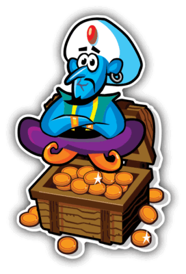 Cartoon Genie With Money Car Bumper Sticker Decal | eBay