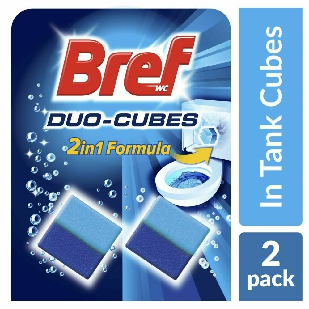 1x/2x Pack Bref Duo Cubes 2 in 1 Formula Cistern Block Toilet Cleaner ...