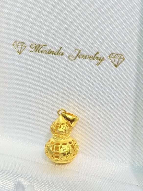 24k Pure Gold Lucky Hulu Gourd Charm/ Pendant. Luck, Prosperity, Good ...