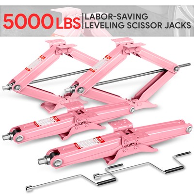 5000lbs Capacity 24in Lift Steel Pink Leveling Scissor Car Jack Tools ...