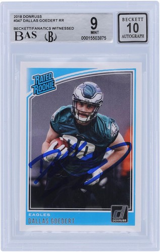 Dallas Goedert Eagles Signed 2018 Panini Donruss Rated Rookie #347 BAS ...