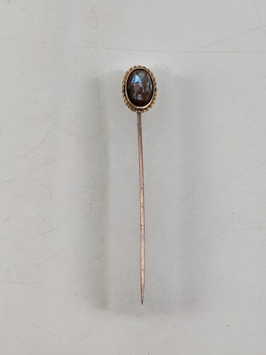 Victorian Antique Vintage 10K Gold Stick Pin Oval Faceted Brown Stone ...