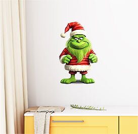 Colourful Christmas Grinch Wall Art Bedroom Nursery Decor Vinyl Sticker ...
