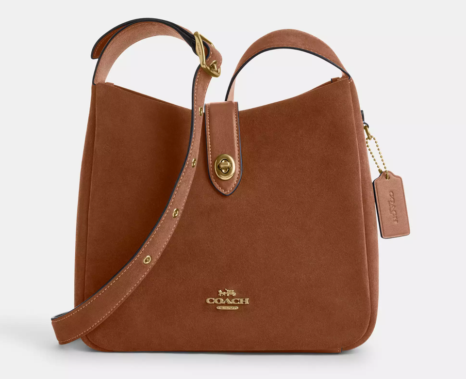 NWT Coach Hadley in Suede Convertible Crossbody Bag Gold/Sienna color 👑 ...