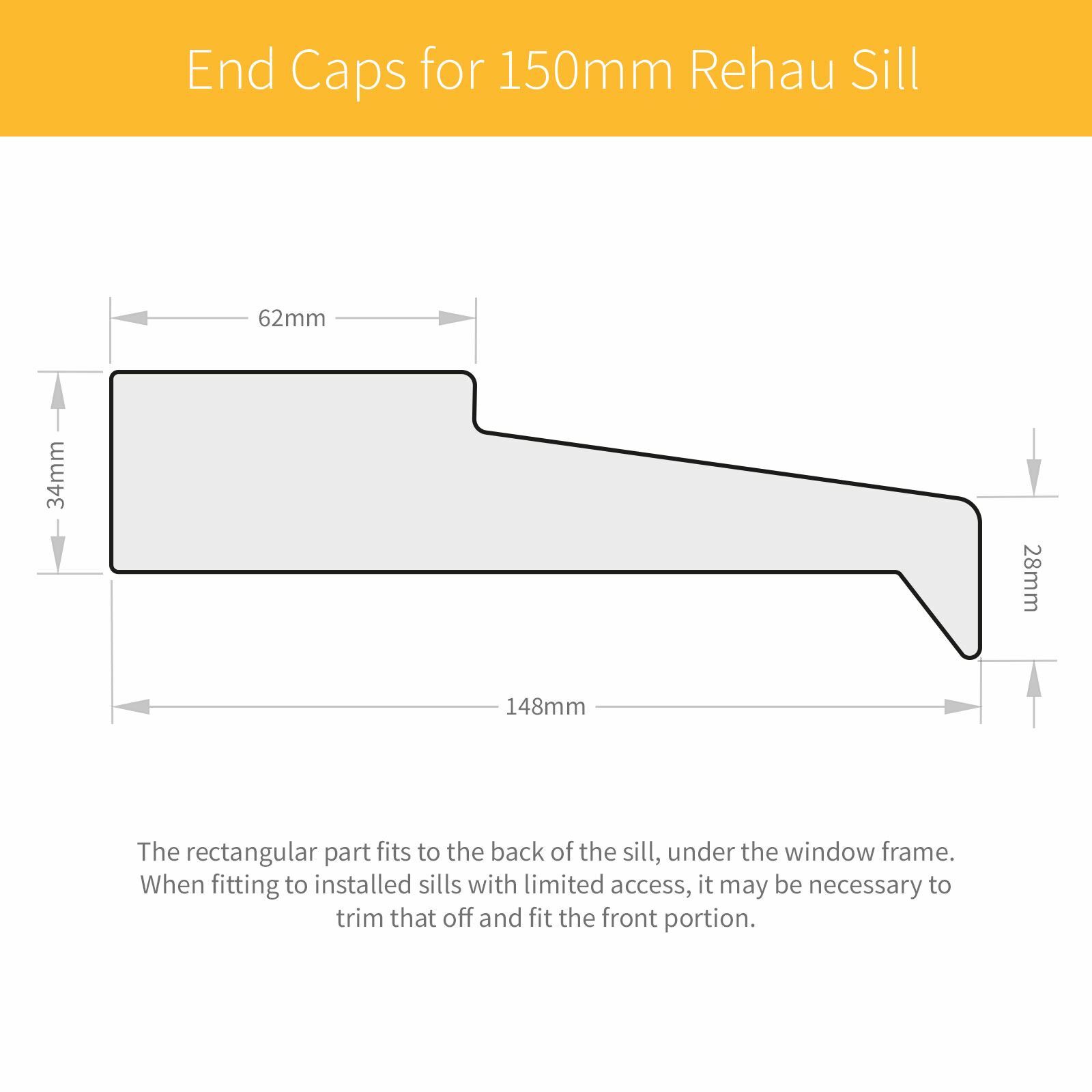 Window Cill End Cap 150mm Pair Rehau uPVC Plastic External Sill uPVC ...