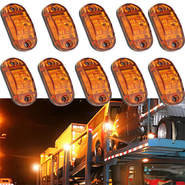 10Pcs Amber Oval LED Side Clearance Marker Lights 2.5" For Car Truck ...