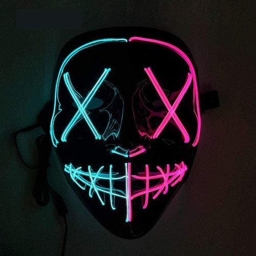 LED Purge Mask Glow in Dark Light up Halloween Costume Scary Rave ...