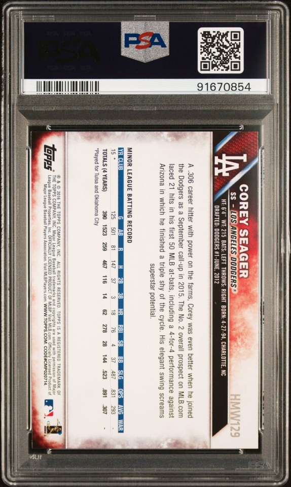 Corey Seager 2016 Topps Holiday METALLIC SNOWFLAKE RC Rookie RARE PSA ...