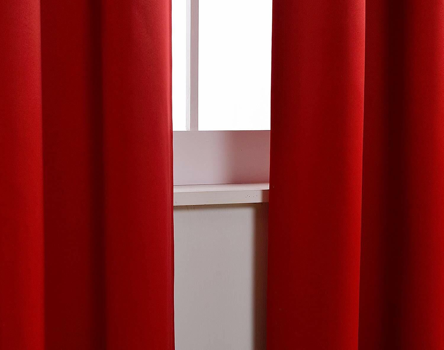 Set 2 Solid Red Window Curtains Panels Drapes 63 84 95 in L Darkening ...