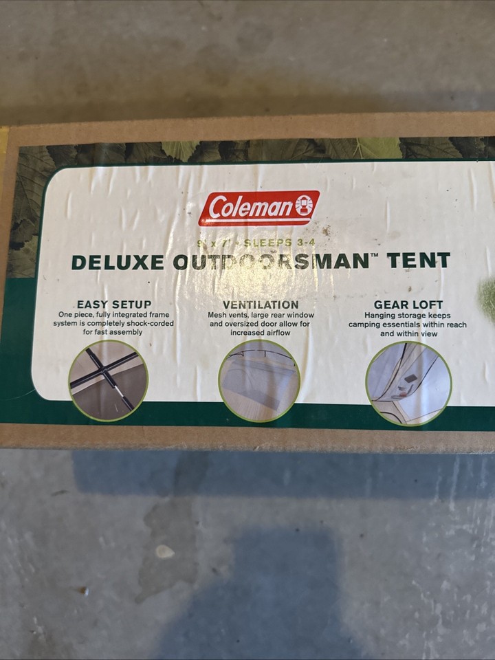 Vintage Coleman Deluxe Outdoorsman Tent Sleeps 3-4 Easy Setup Rain ...
