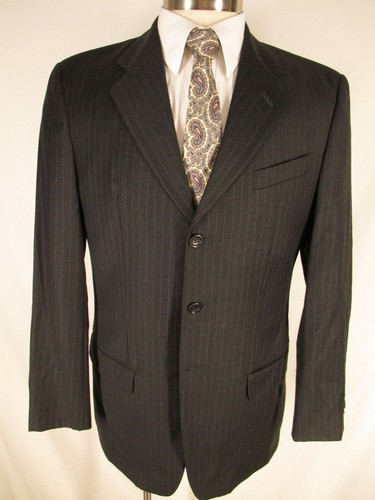 Armani Collezioni Mens Charcoal Stripe 3 Btn Suit 40R | eBay