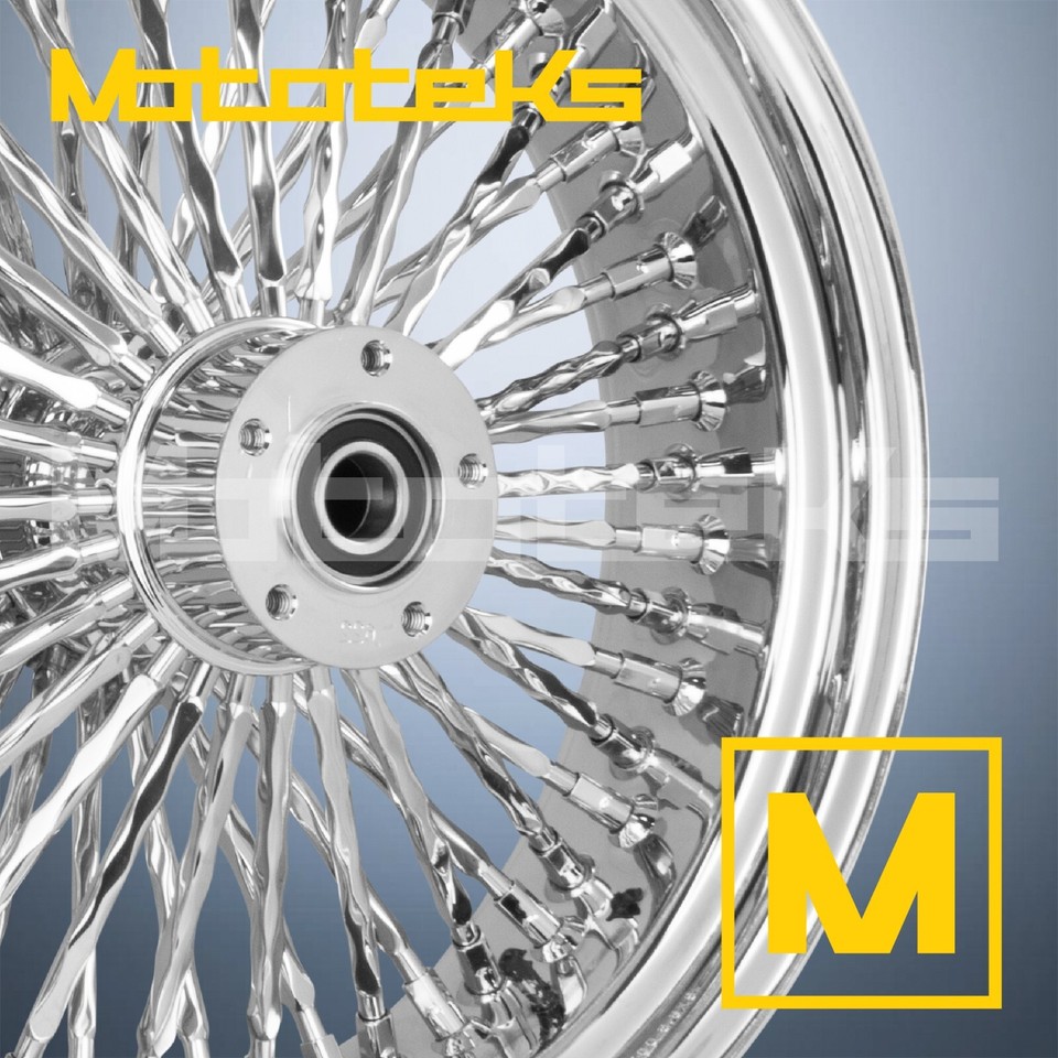 18X4.25 FAT SPOKE WHEEL 52 TWISTED STAINLESS FOR HARLEY TOURING BAGGER ...