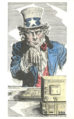 Flying Rabbit Postcard 4th Of July Uncle Sam at Computer S/A Jeffrey ...