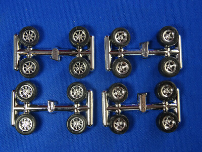 RRR CHROME WHEELS +TIRES (2)SETS OF SLOTS (2)SETS OF TA's AURORA T-JET ...